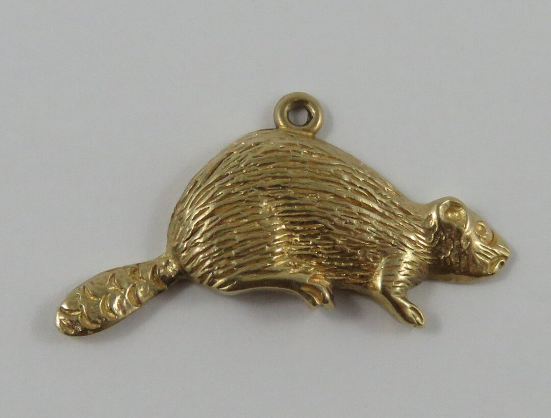 Beaver 10K Gold Vintage Charm for Bracelet - Etsy