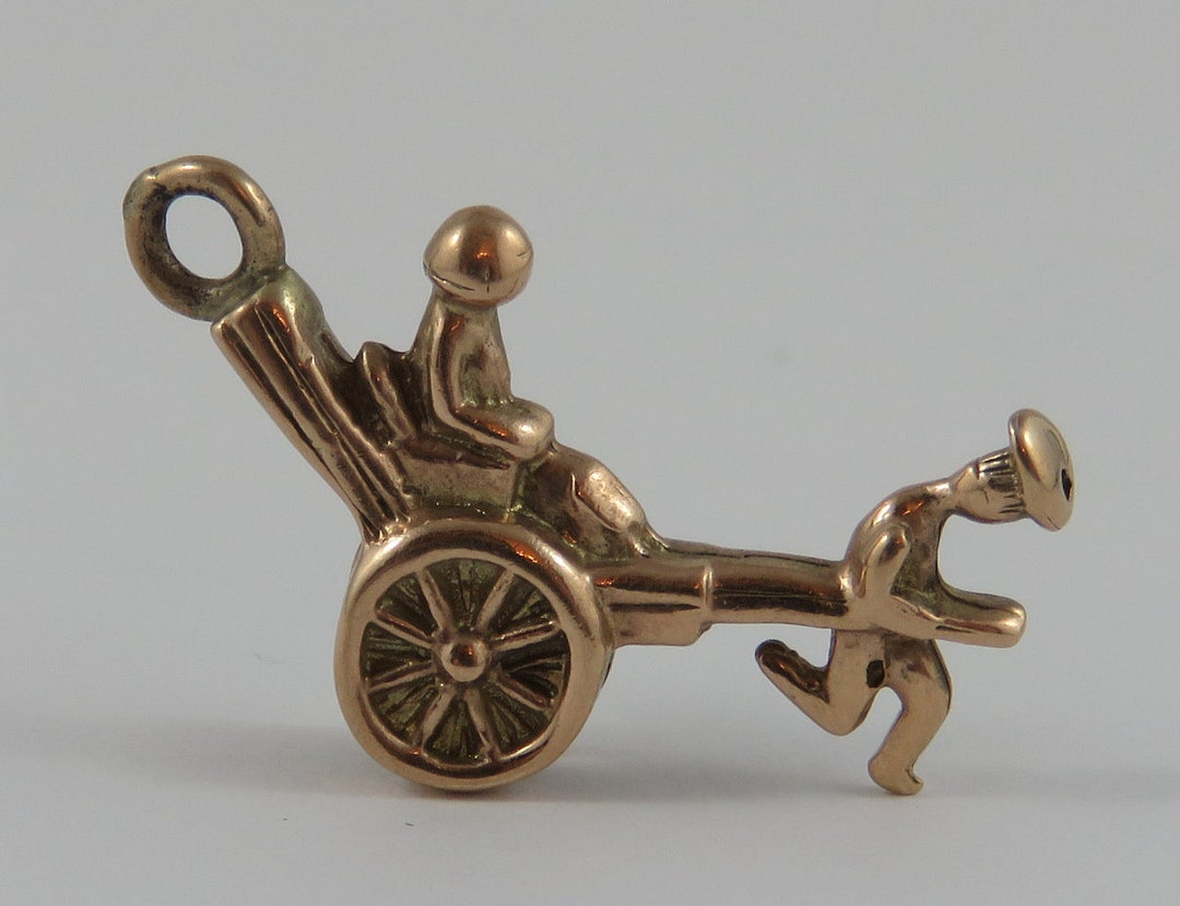 Rickshaw With Driver & Passenger 10K Gold Vintage Charm for Bracelet - Etsy