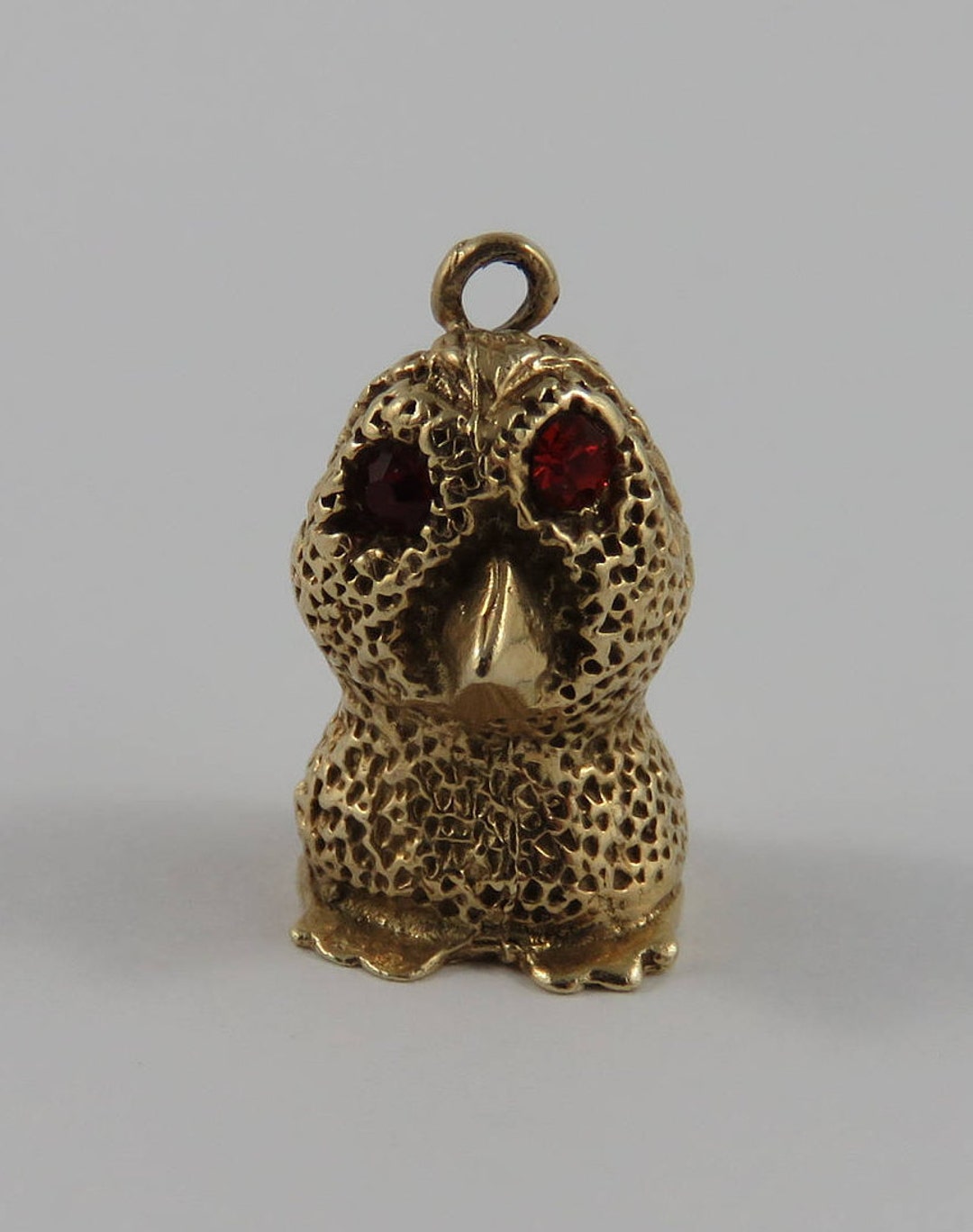 Ookpik With Red Stone Eyes 10K Gold Vintage Charm for Bracelet - Etsy