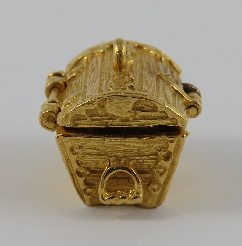 Treasure Chest Full of Loot Mechanical 18K Gold Vintage Charm - Etsy