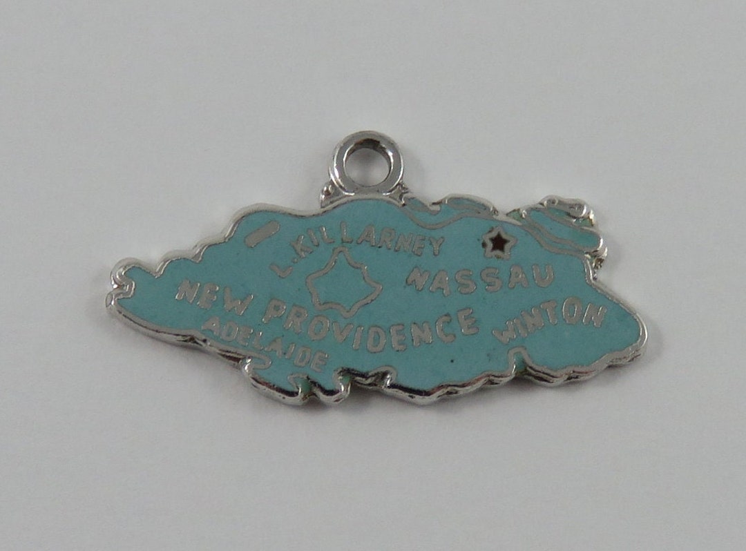 Blue Enamel Map of New Providence Sterling Silver Vintage - Etsy