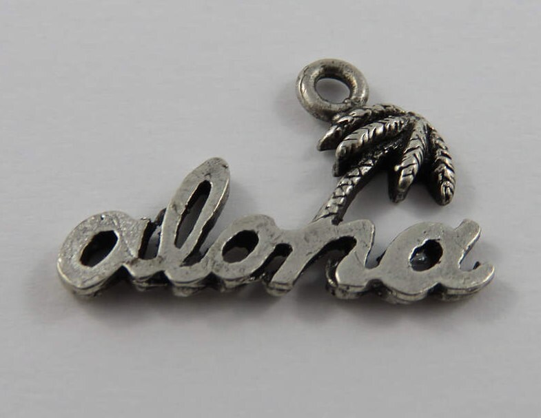 Aloha Palm Tree Sterling Silver Vintage Charm for Bracelet - Etsy