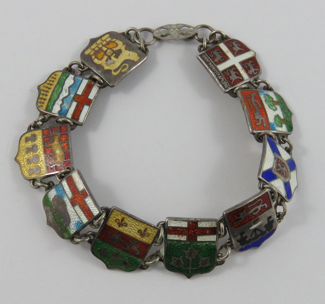 8" Enamel Canada Provinces Coat of Arms Themed Sterling Silver Charm ...