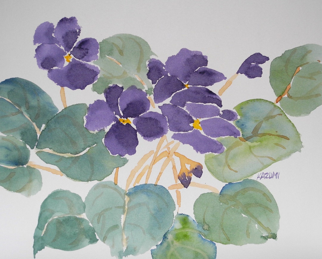 Original Artwork, Original Watercolor African Violet Painting 8 X 10 ...