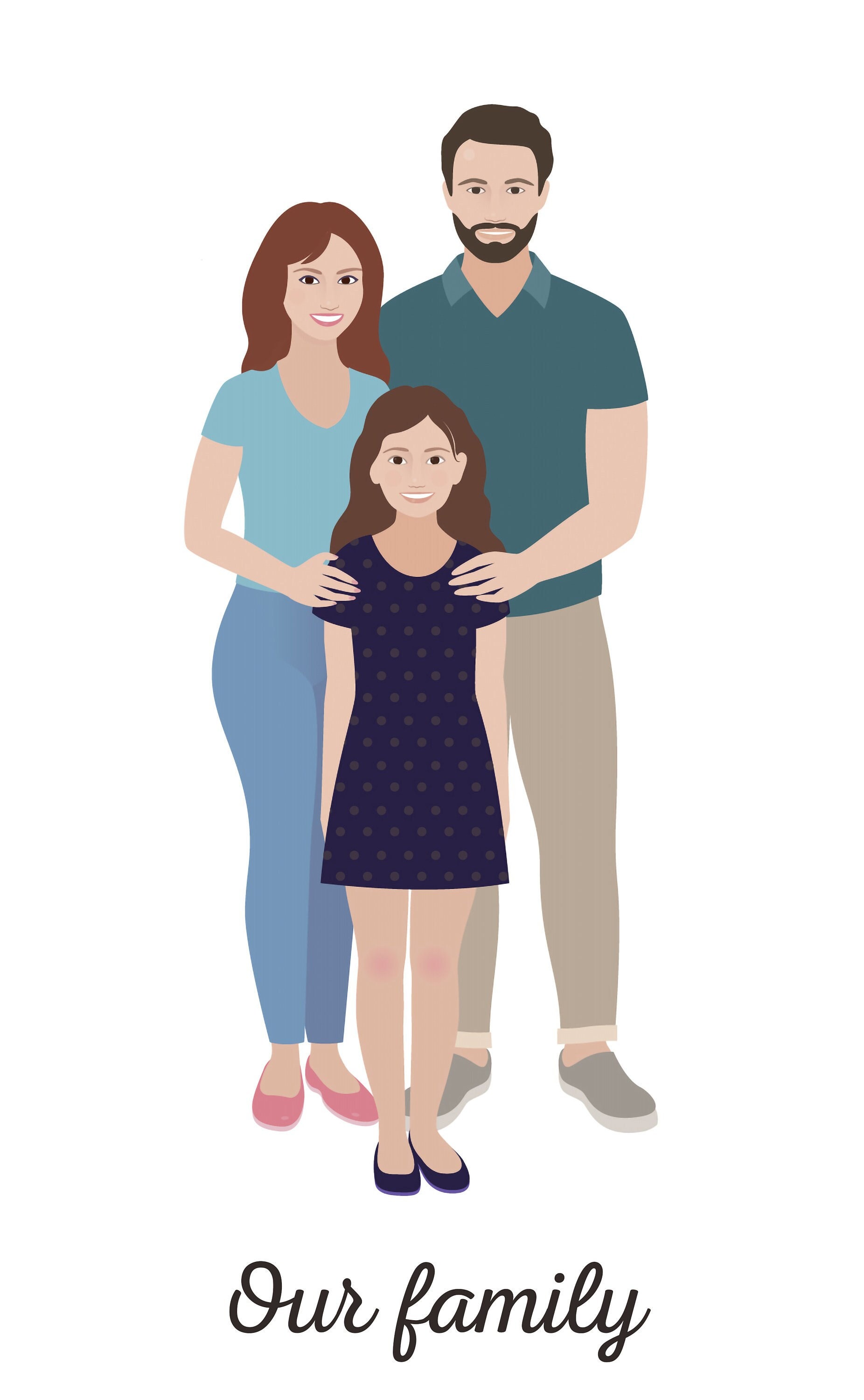 Digital Custom Family Portrait Custom Family Illustration Custom Couple ...