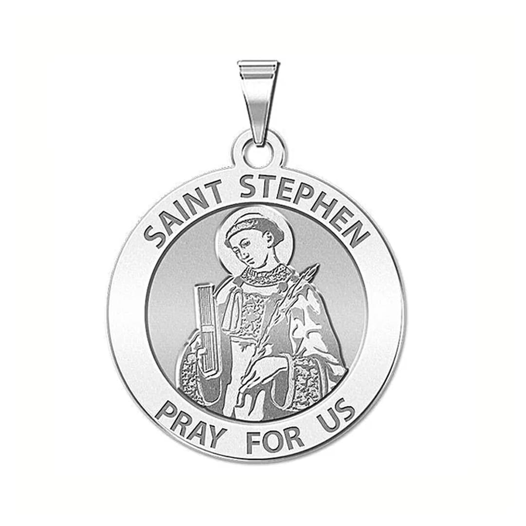 Saint Stephen Round Religious Medal - Etsy