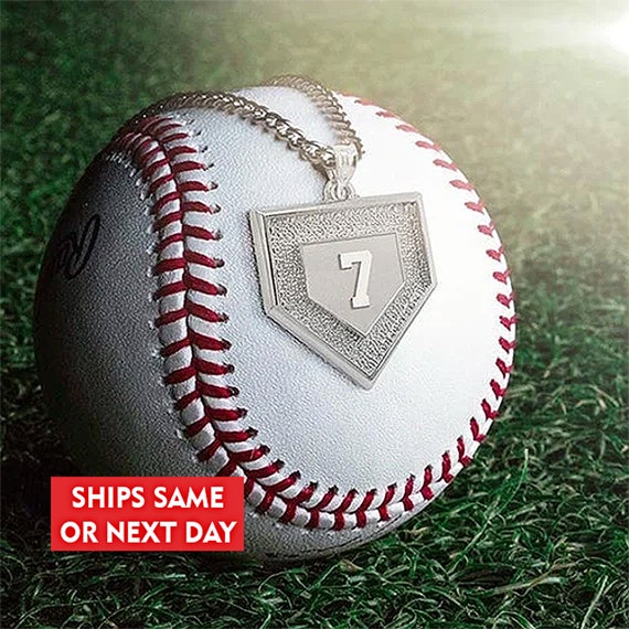 Personalized 3D Baseball Home Plate Pendant W/ Number | Etsy