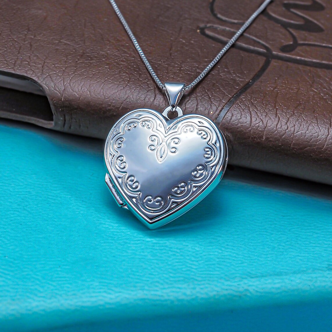 Sterling Silver Floral Heart Photo Locket 3/4 Inch X 3/4 | Etsy