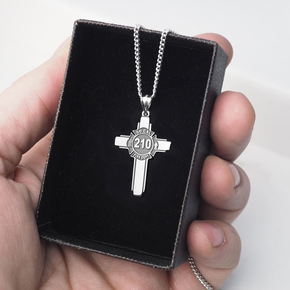 Personalized Firefighter Badge Cross Personalized - Etsy