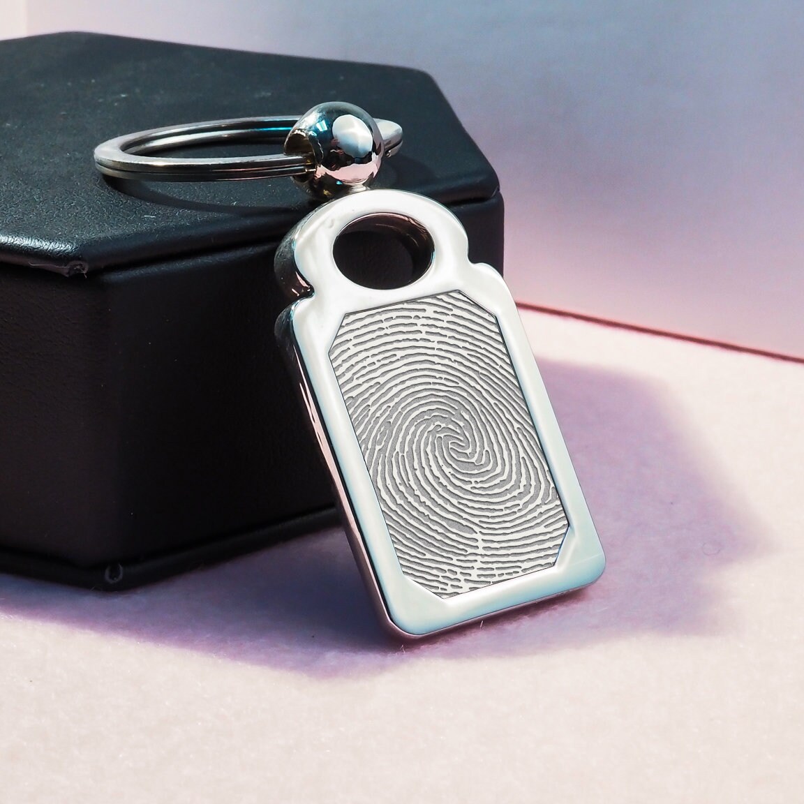 Stainless Steel Custom Fingerprint Rectangle Keychain - Etsy