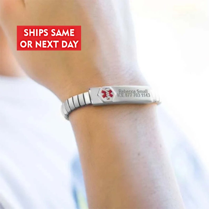 Silver Tone Stainless Steel Women's Medical ID Expansion | Etsy