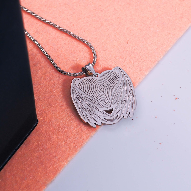 Custom Fingerprint Angel Wing Charm | Etsy