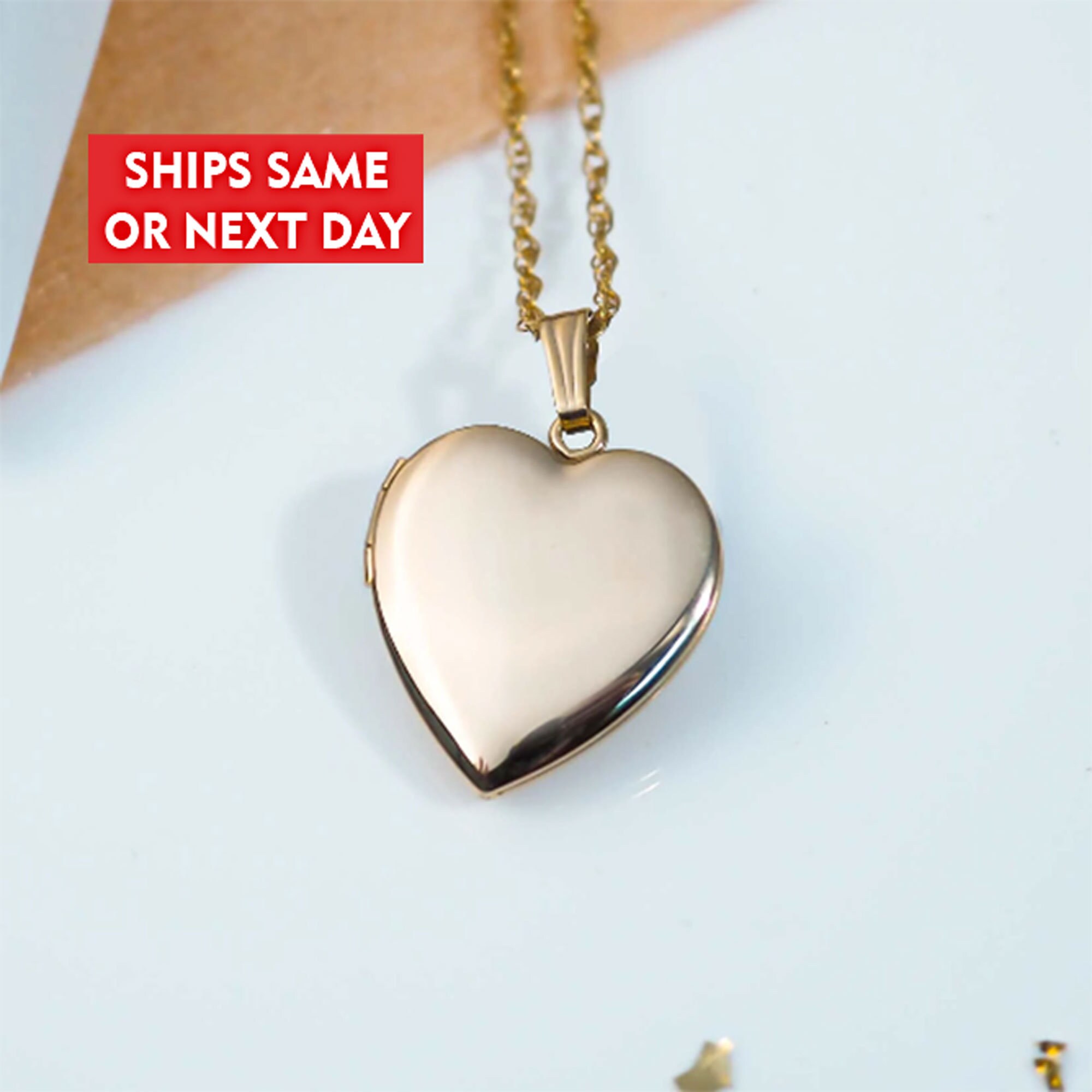 Solid 14k Gold heart locket pendant - munimoro.gob.pe
