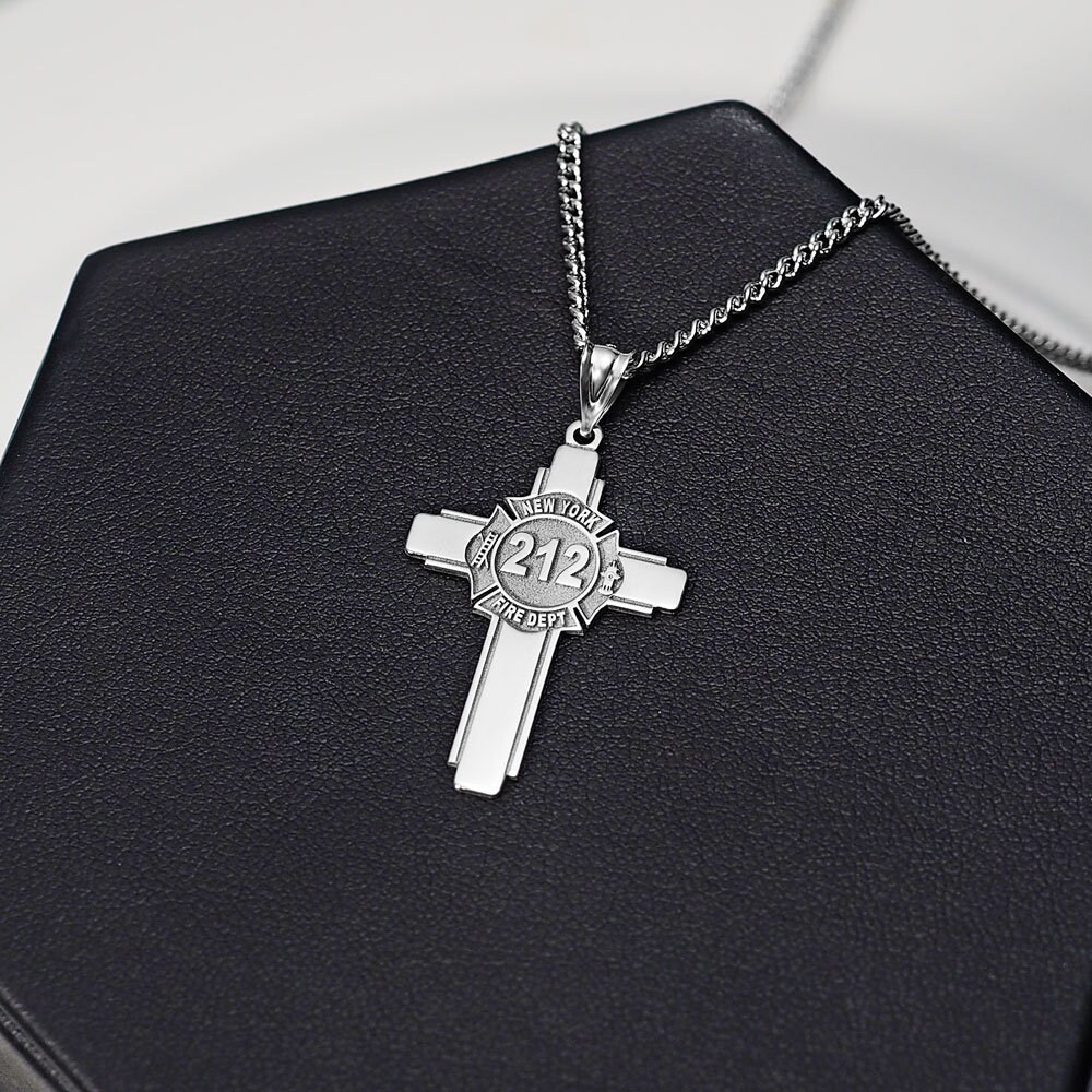Personalized Firefighter Badge Cross • Personalized Firefighter Jewelry ...