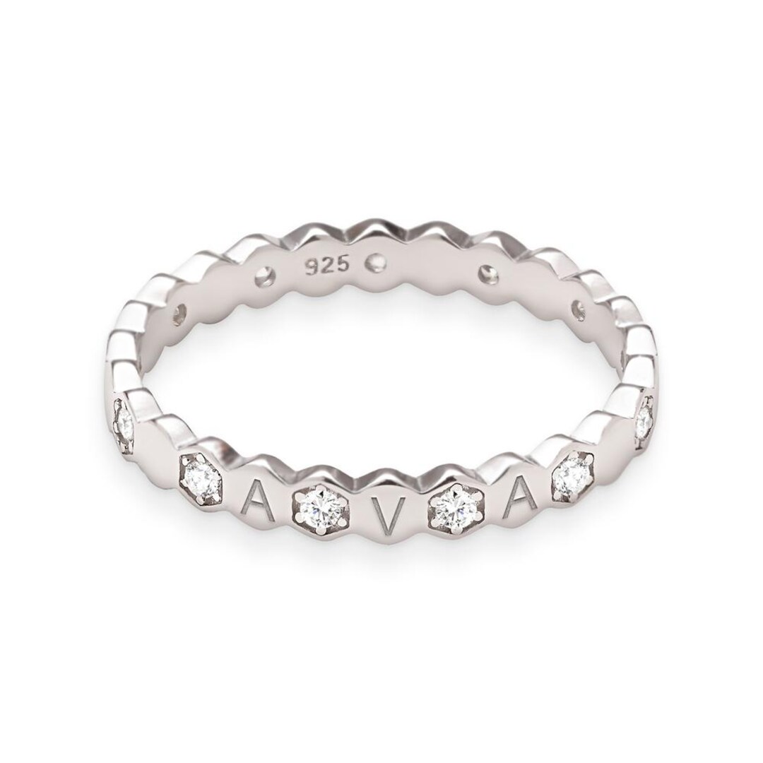 Hexagon Shaped Band With Initials and Cz's - Etsy