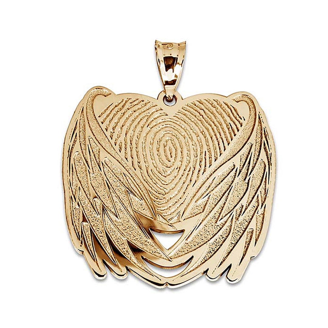 Custom Angel Wing Fingerprint Pendant With Birthstone Option - Etsy
