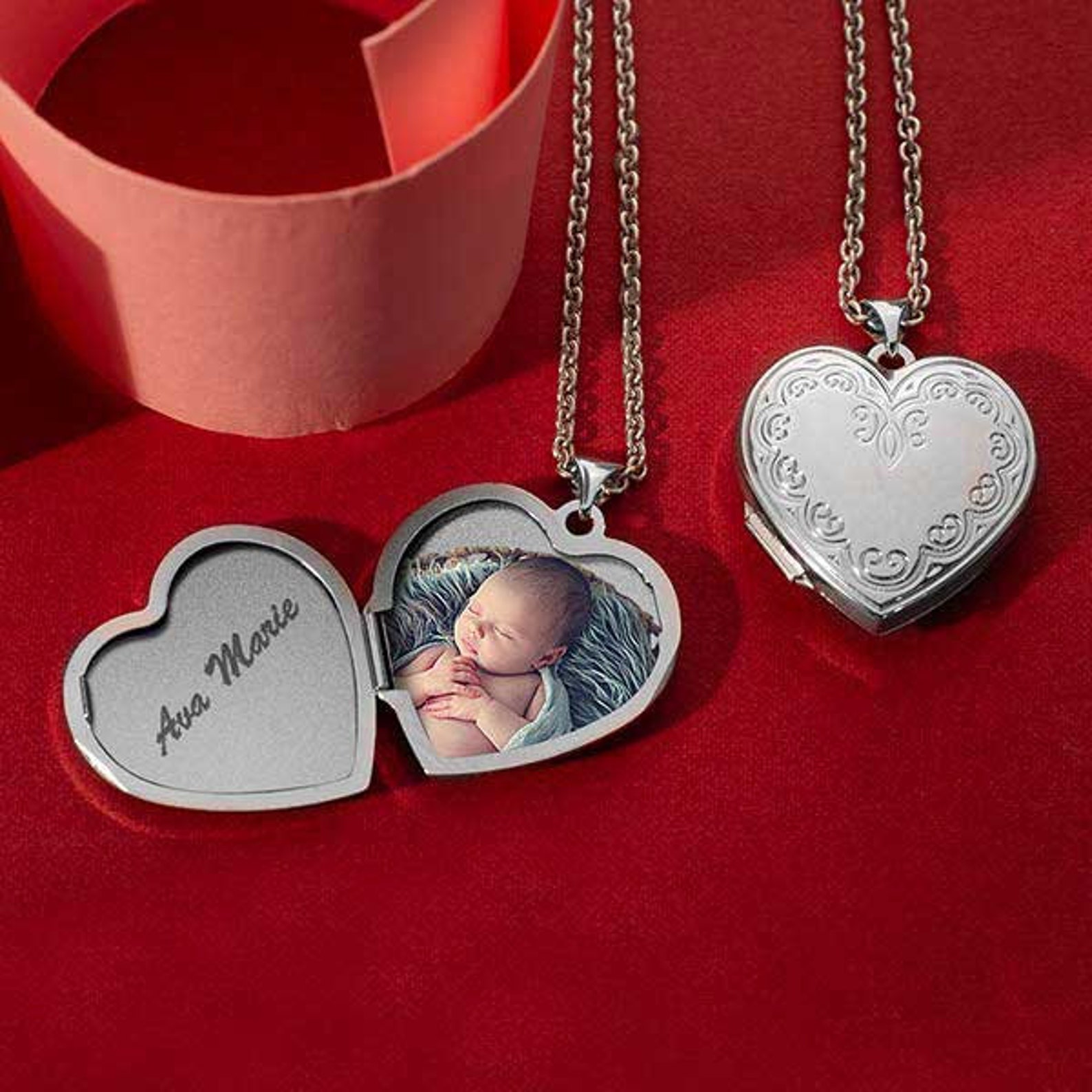 Sterling Silver Floral Heart Photo Locket 3/4 Inch X 3/4 | Etsy
