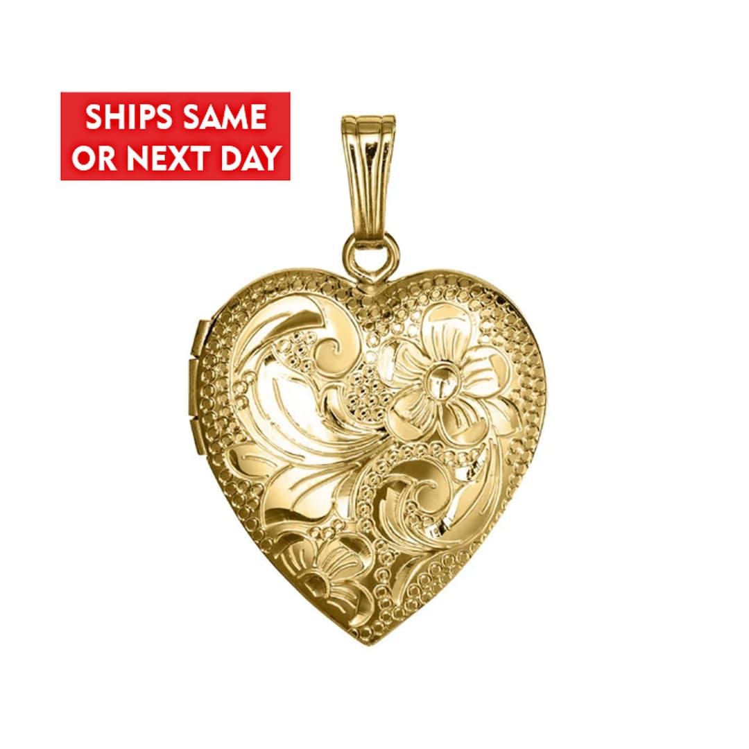 14k Gold Filled Floral Heart Photo Locket - Etsy