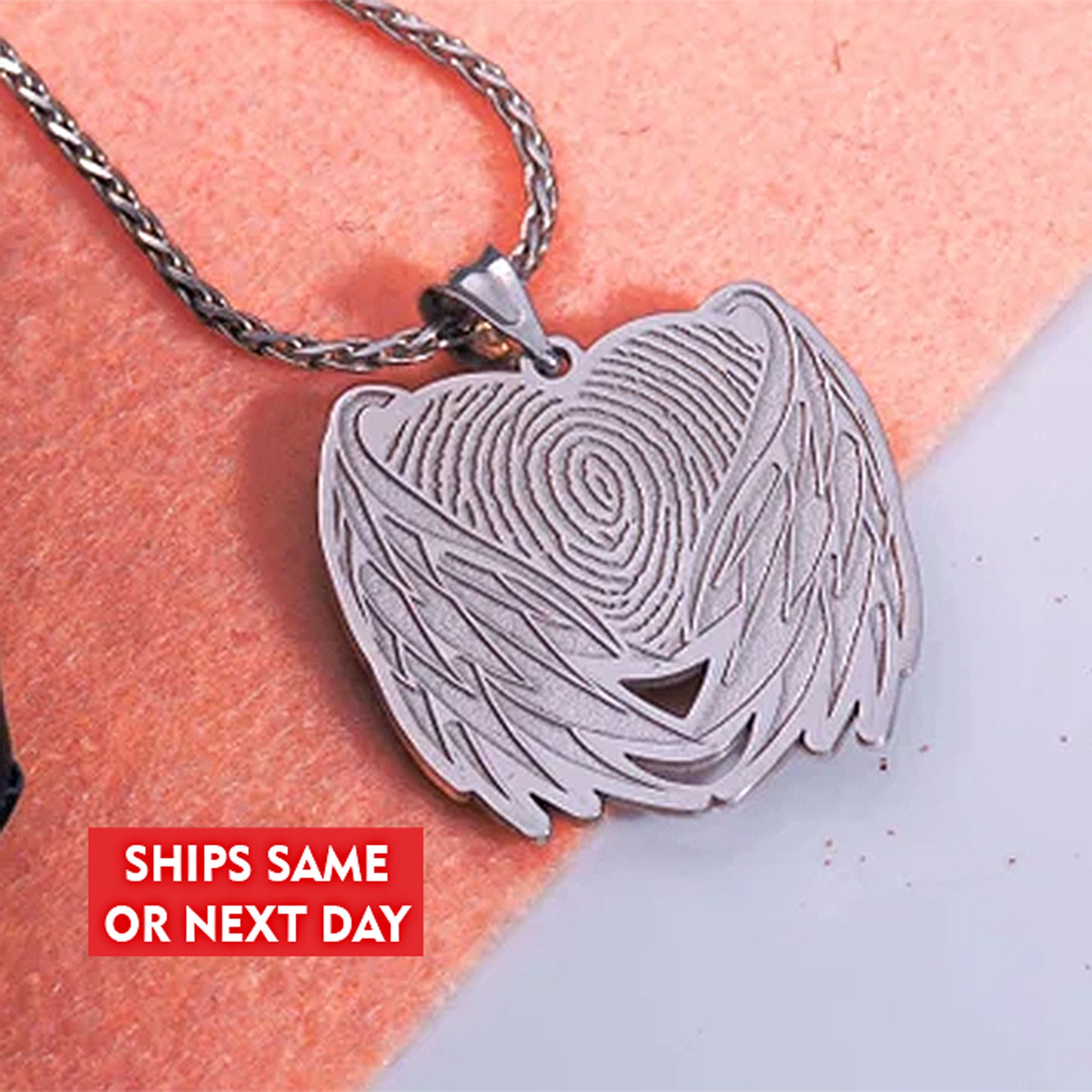 Custom Fingerprint Angel Wing Charm - Etsy