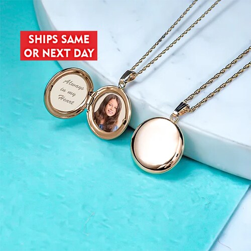Large 14K Gold Filled Round Locket With Photomemorial - Etsy
