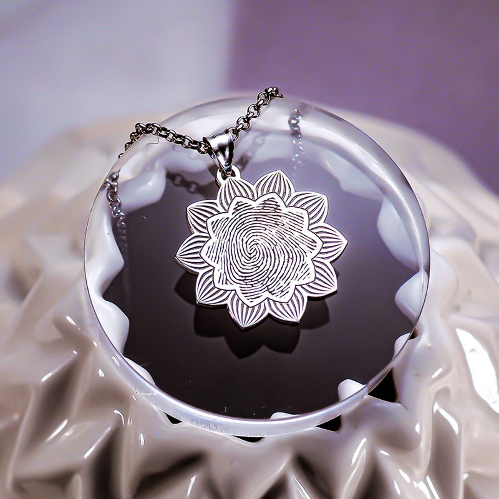 Personalized Floral Fingerprint Charm - Etsy