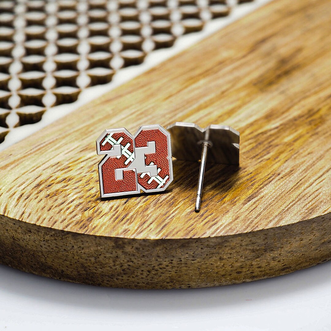 Football Number Earrings • Enameled Football Earrings • Football Stud ...