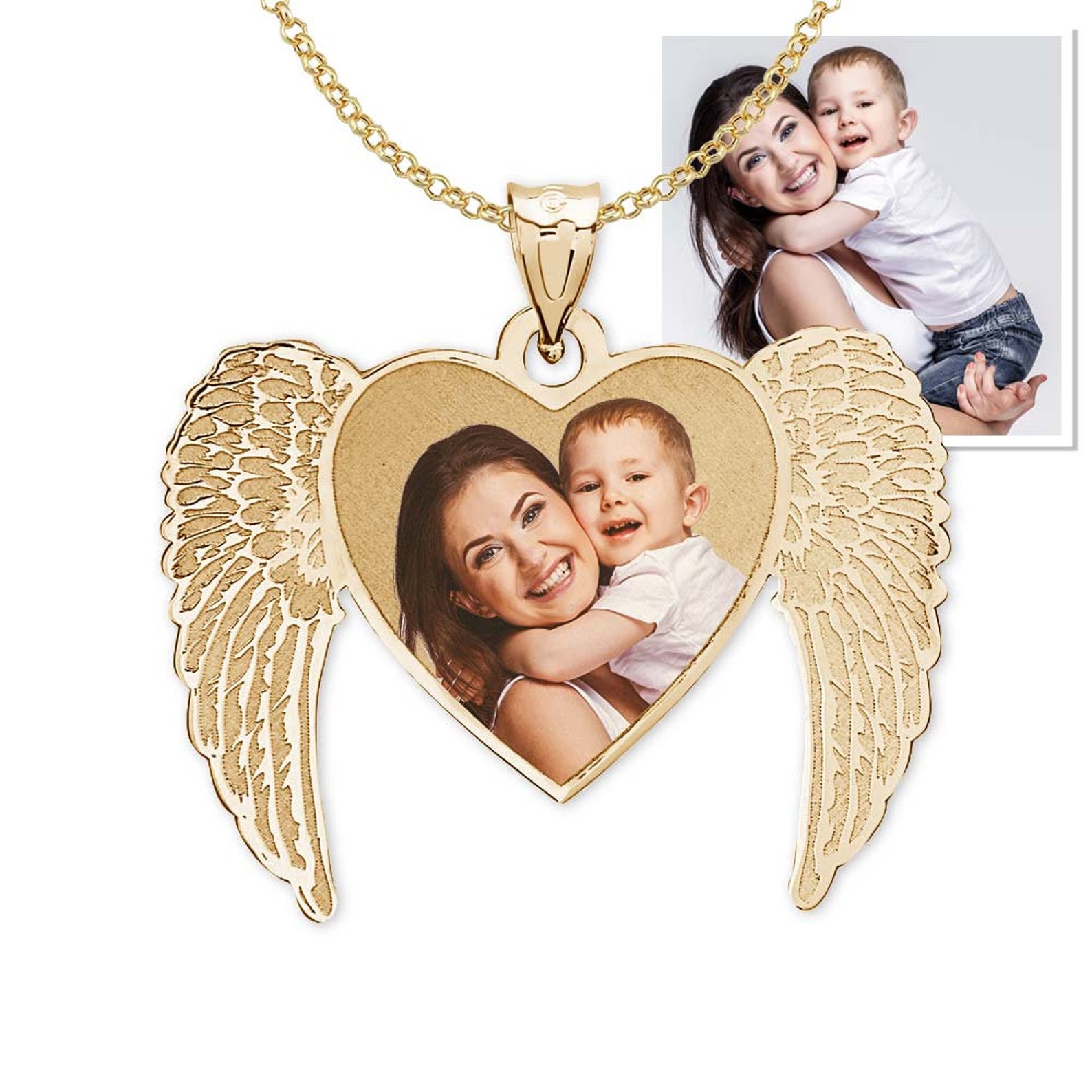 Angel Heart Picture Pendant - Etsy
