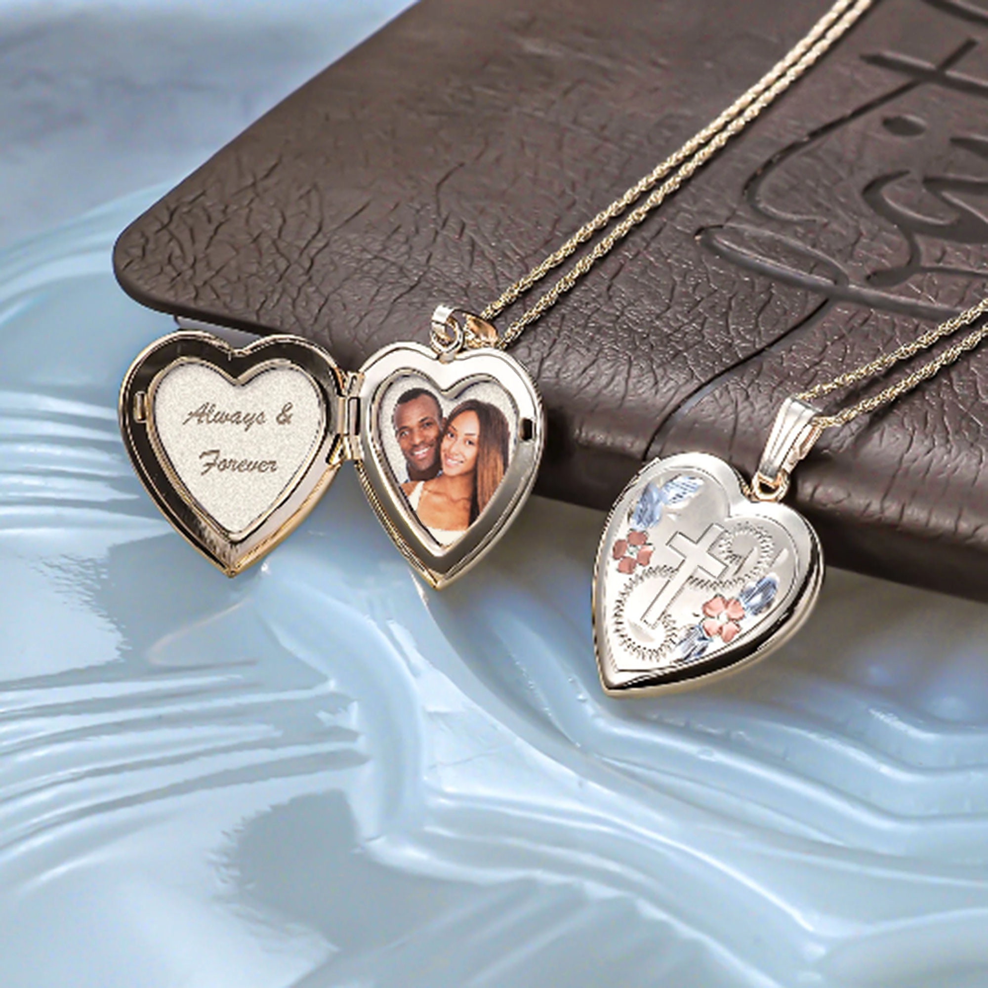 14K Gold Filled Cross Heart Photo Locket 3 4 inch x 3 4 inch