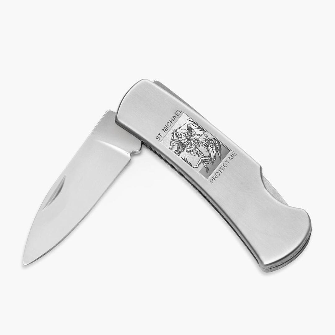 Patron Saint Michael Protect Me Knife - Saint Michael Knife - Stainless ...