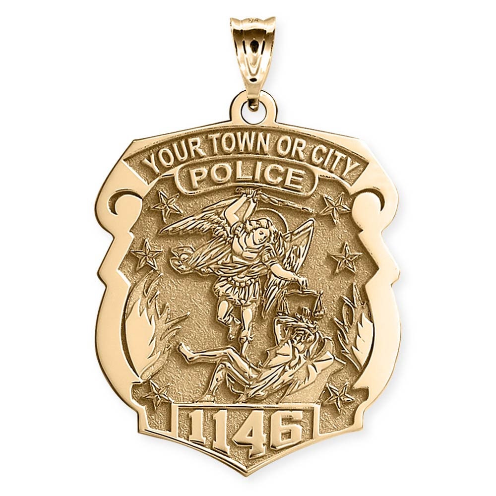 Saint Michael Personalized Police Badge With Department & Badge Number ...
