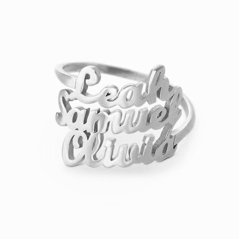 Personalized Script Name Ring With up to 3 Names - Etsy