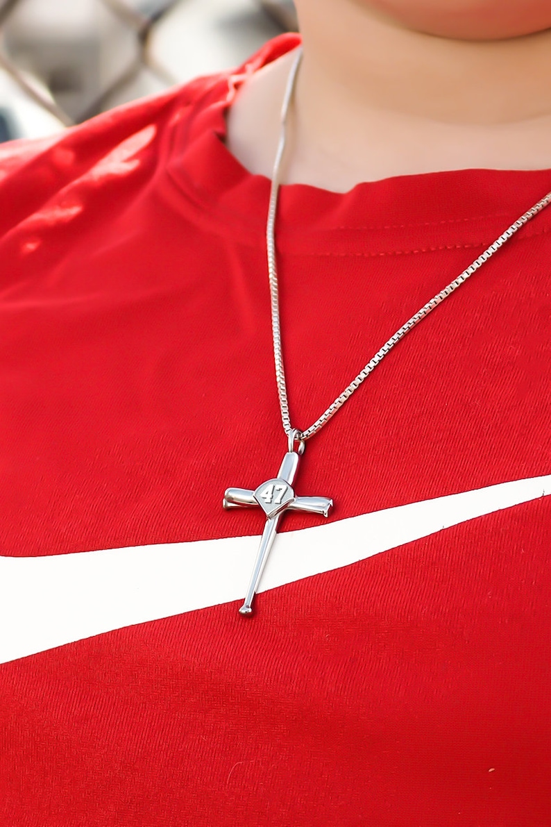 Baseball Gift Baseball Cross Necklace Baseball Bat Cross - Etsy