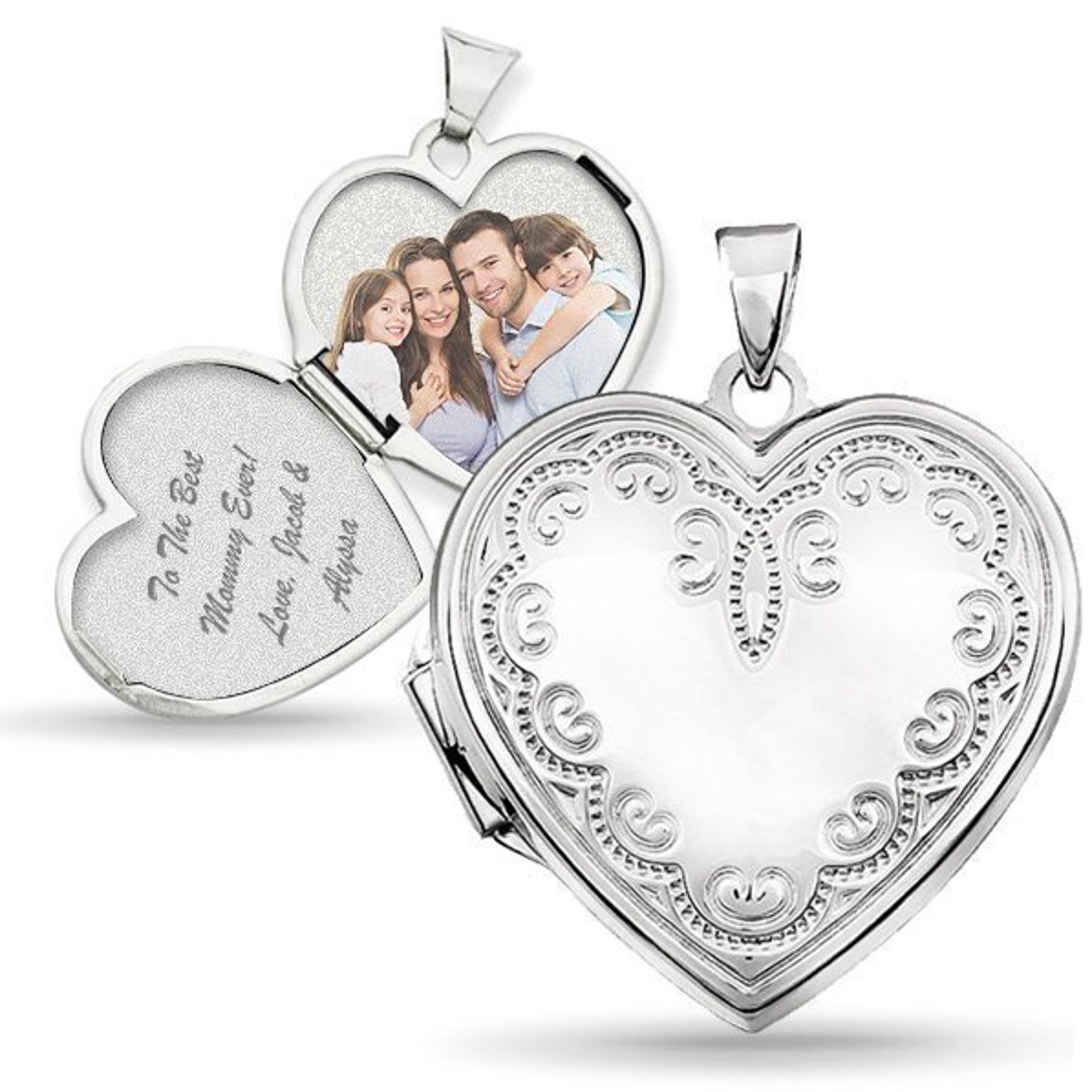 Sterling Silver Floral Heart Photo Locket 3/4 Inch X 3/4 - Etsy