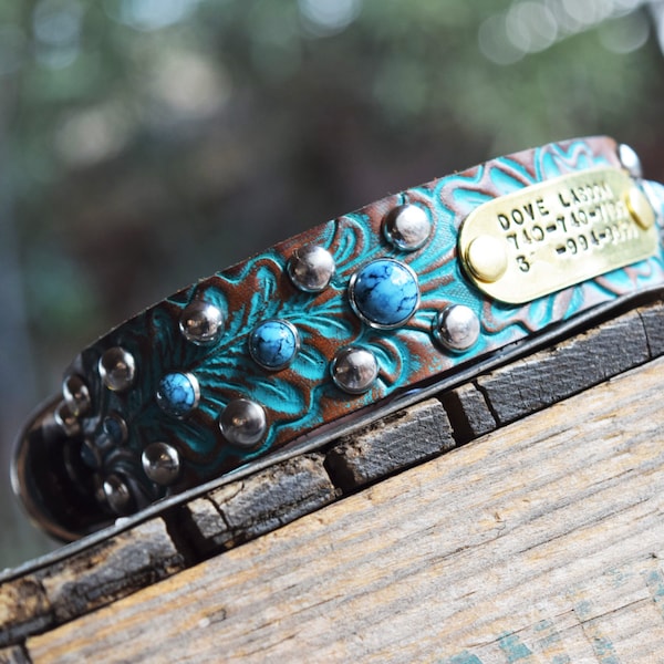 Turquoise Dog Collar - Etsy