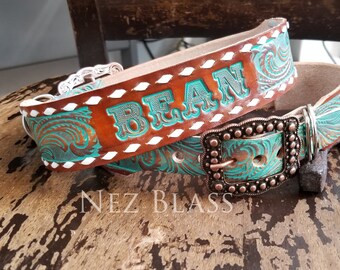 Design your own leather dog collar with your dogs name tooled | Etsy