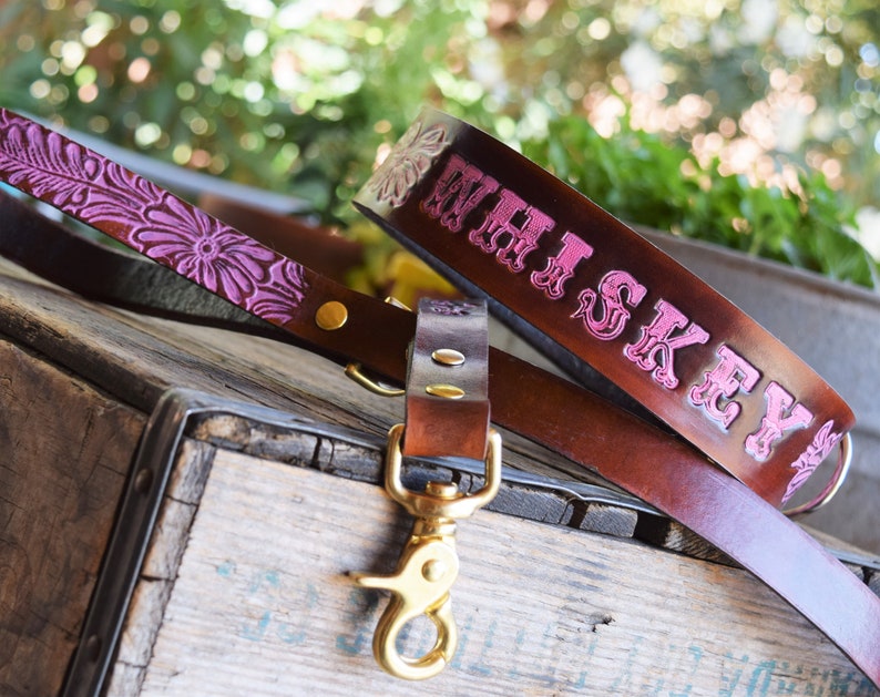 Leash & Matching Leather Collar Personalized Set by the Diamond Dogs ...