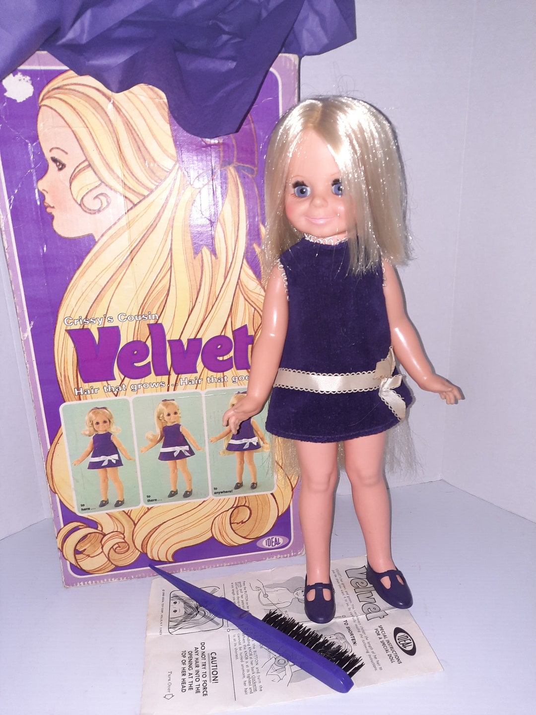 Ideal 1970,s Velvet Doll Original Outfit Shoes and Box and Beautiful ...