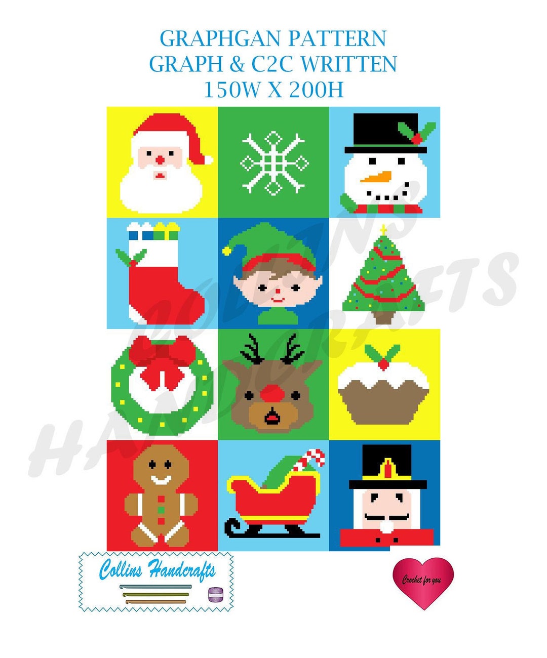 Pattern Graphgan - Christmas Squares Afghan (4088) Sc,patterns,graphgan ...