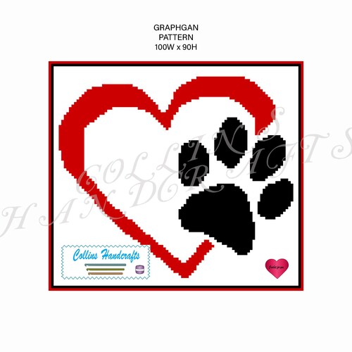 Heart / Paws Graph Blanket Pattern - Etsy