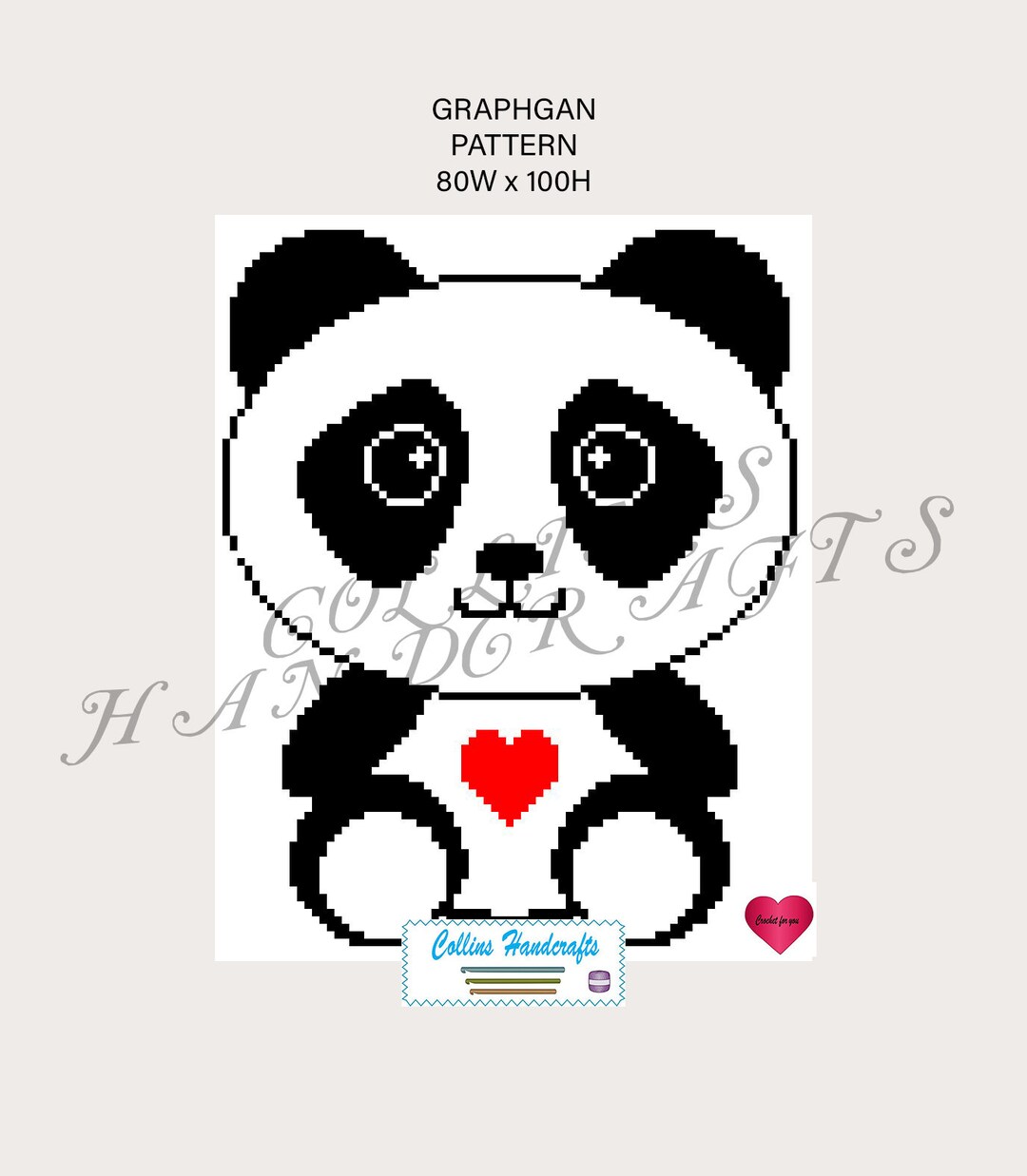 Pattern Graphgan-panda With Heart (3106) Baby,shower,white,black ...