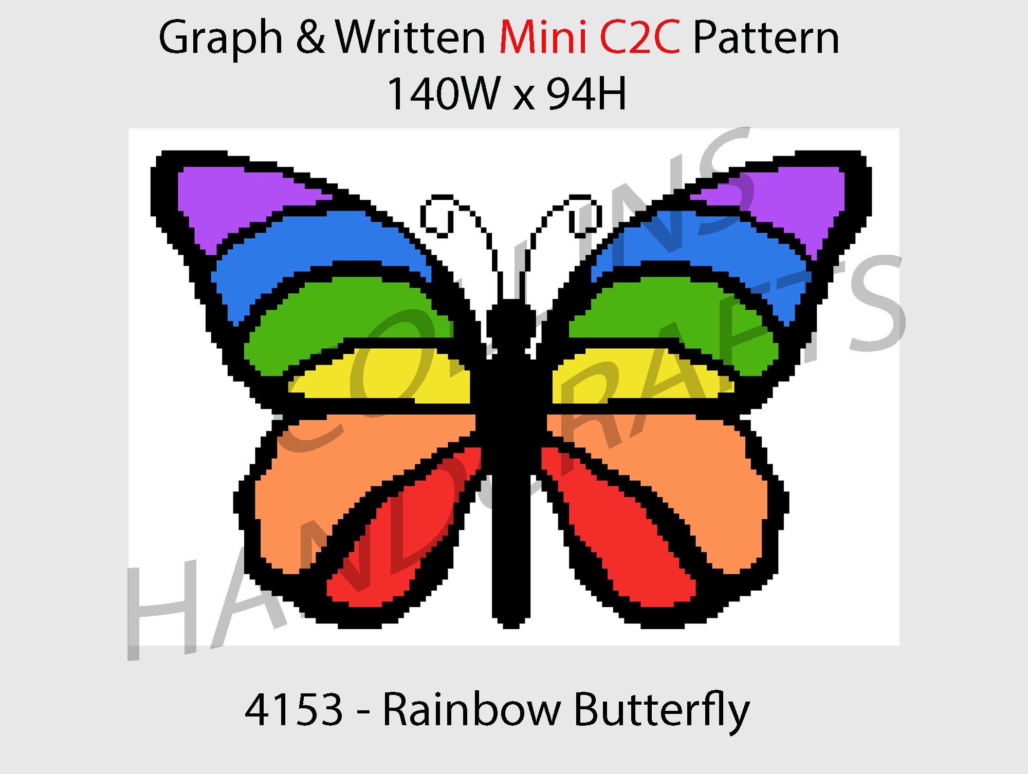 Mini C2C Pattern Graphgan-rainbow Butterfly (4153) Throw,afgan,blanket ...