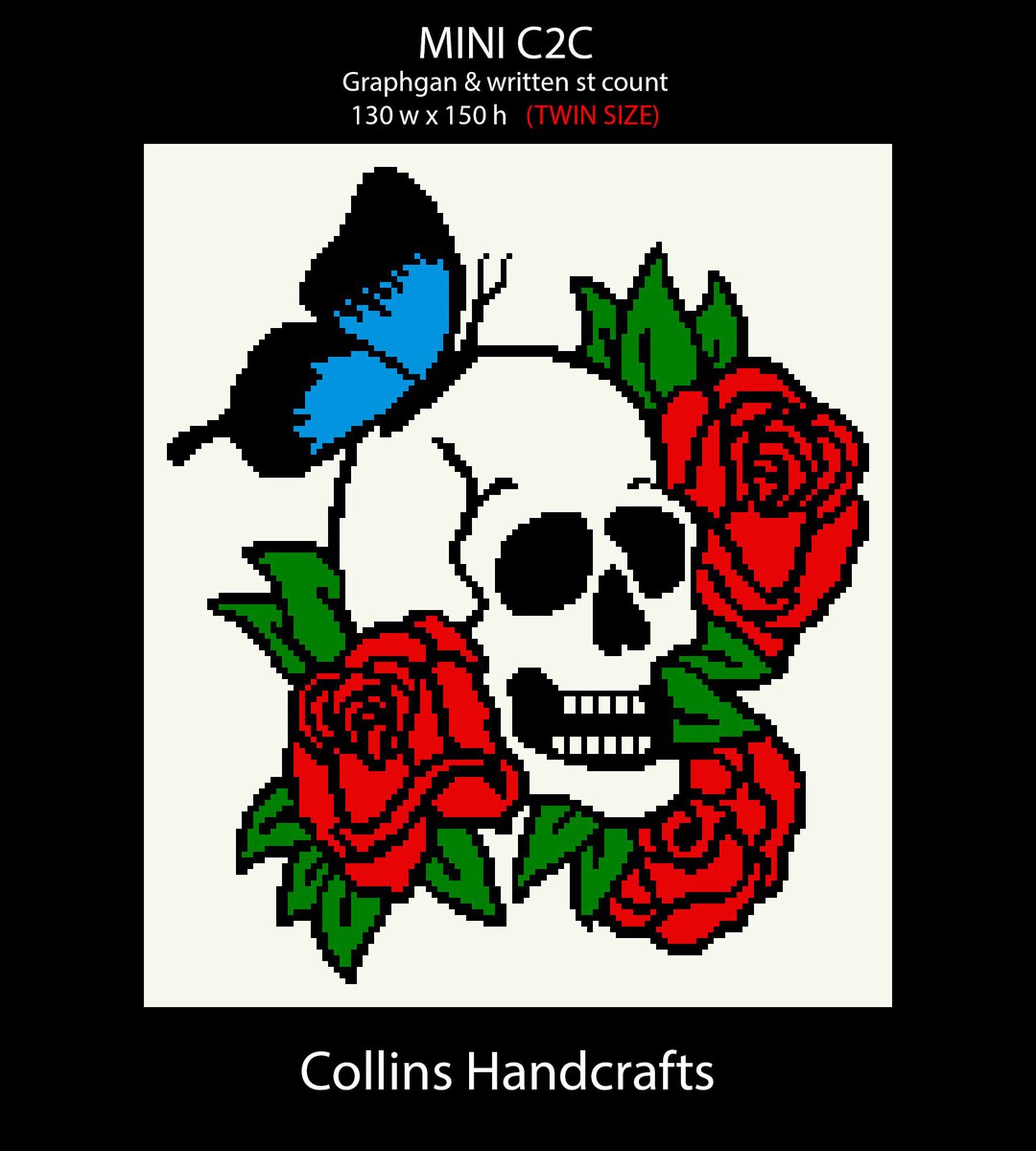 M-C2C Graphgan Pattern - Skull Rose Butteryfly (4147) Mini,graph & Row ...