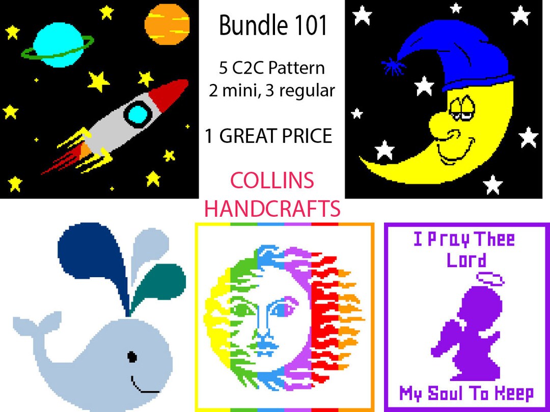 Bundle 101-C2C Graphgan Patterns (graph & Written Row by Row Stitch ...
