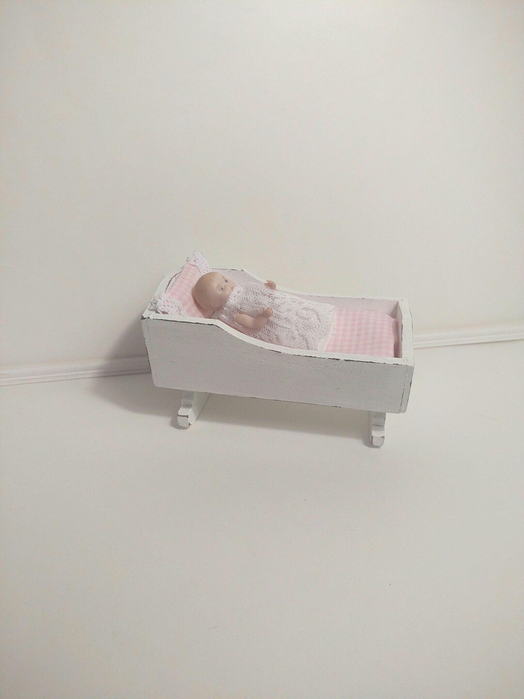 Dollhouse Cradle, 1-6 Scale Doll and Cradle, Barbie Nursery, Miniature ...