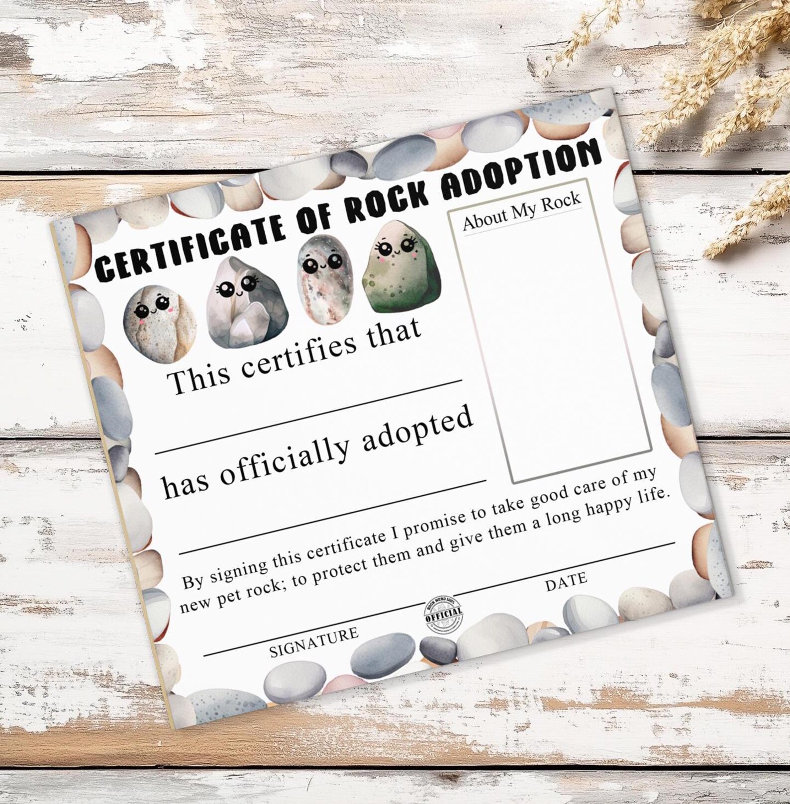 Pet Rock Adoption Tear Away Notepad With 50 Pet Stone Certificate ...