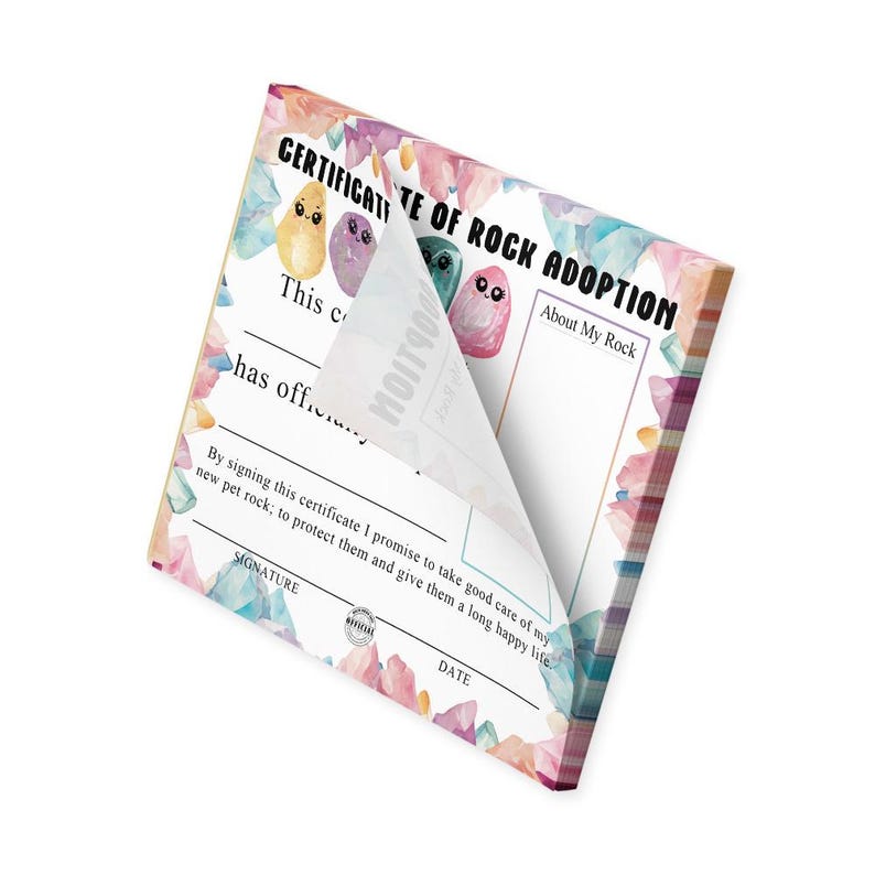 Colorful Pastel Pet Rocks Certificate for Geology Birthday or Special ...