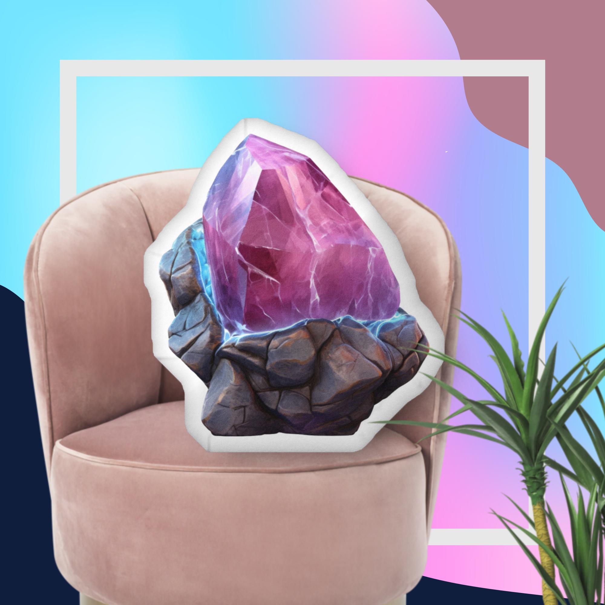 Weird Plush Pillow Rock Shaped Unique Throw Pillow Crystal in Glowing ...