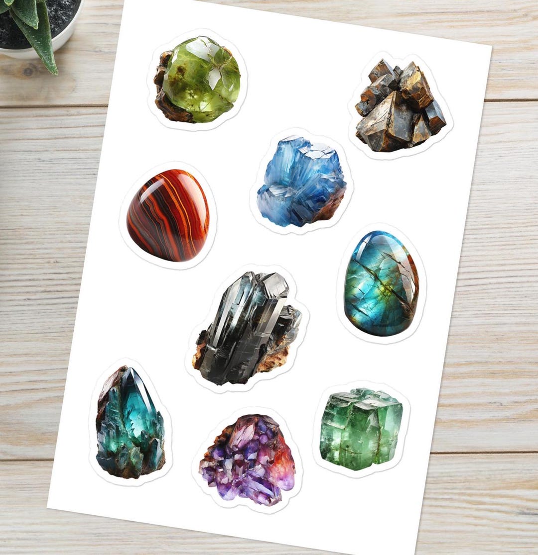 Rock Specimens Stickers: Geology Mineral Collection, Glossy Set of 9 - Etsy