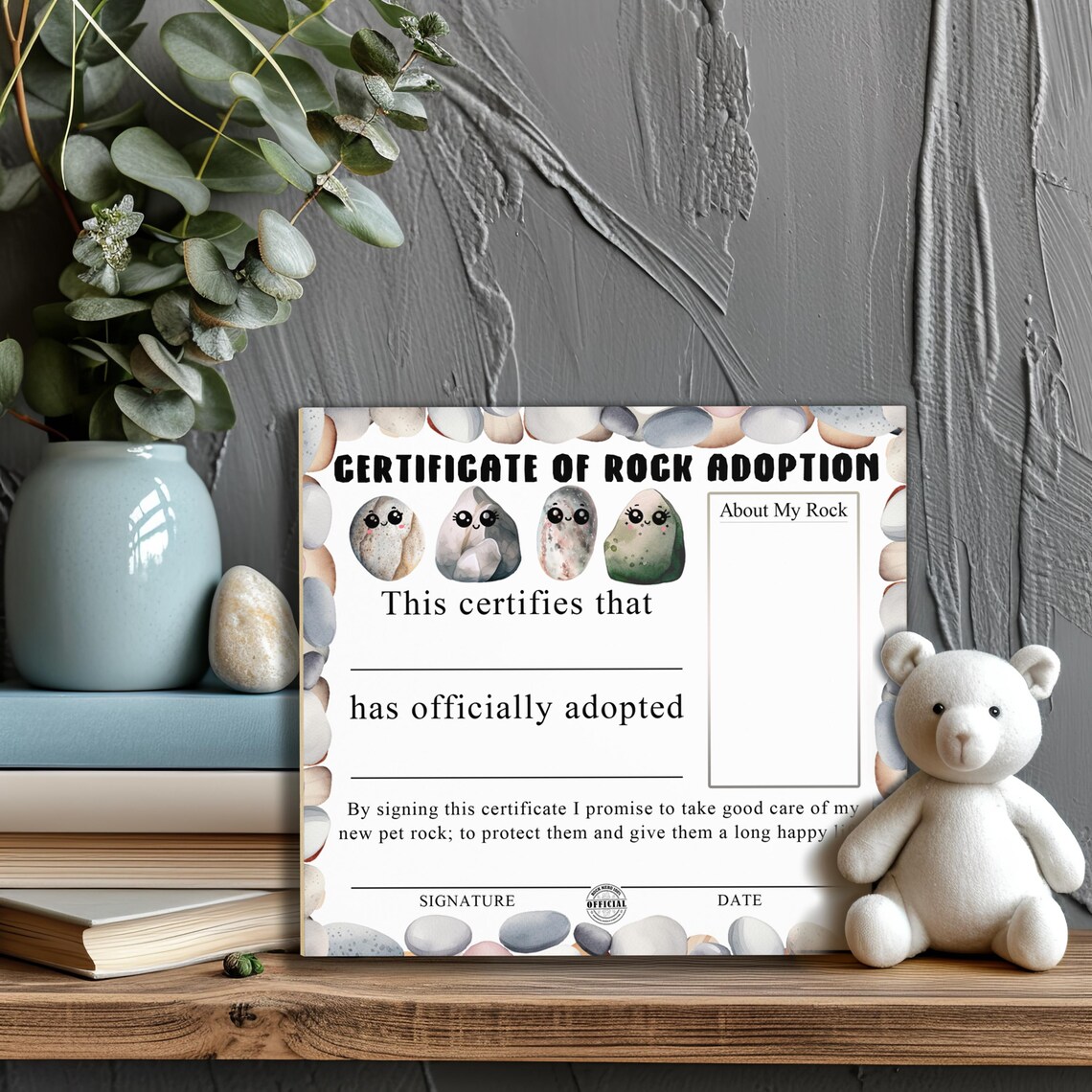 Pet Rock Adoption Tear Away Notepad With 50 Pet Stone Certificate ...
