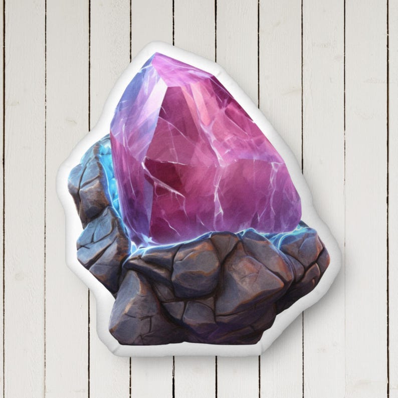 Weird Plush Pillow Rock Shaped Unique Throw Pillow Crystal in Glowing ...